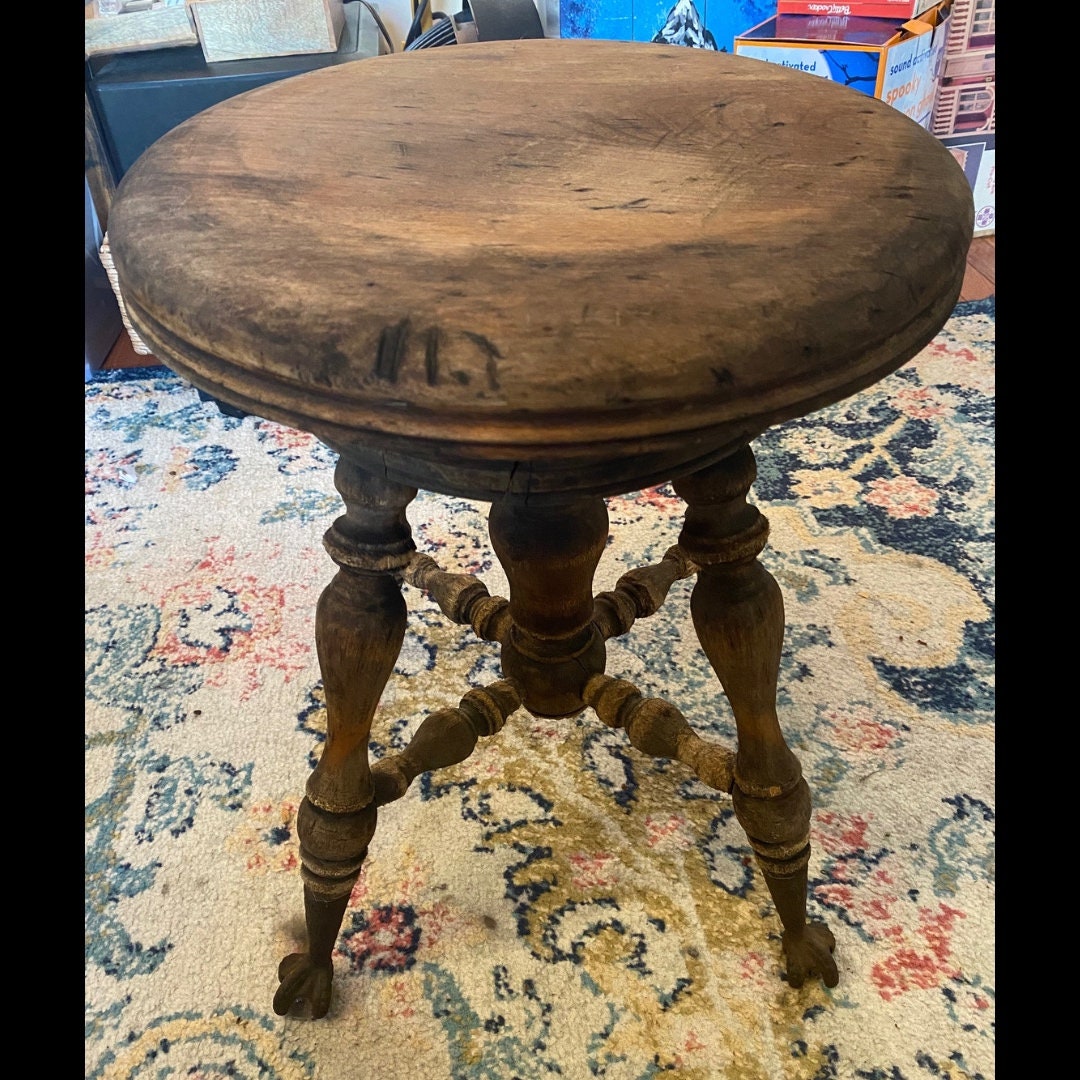 Antique Oak Wood Ball & Claw Foot Piano Stool - Etsy Australia