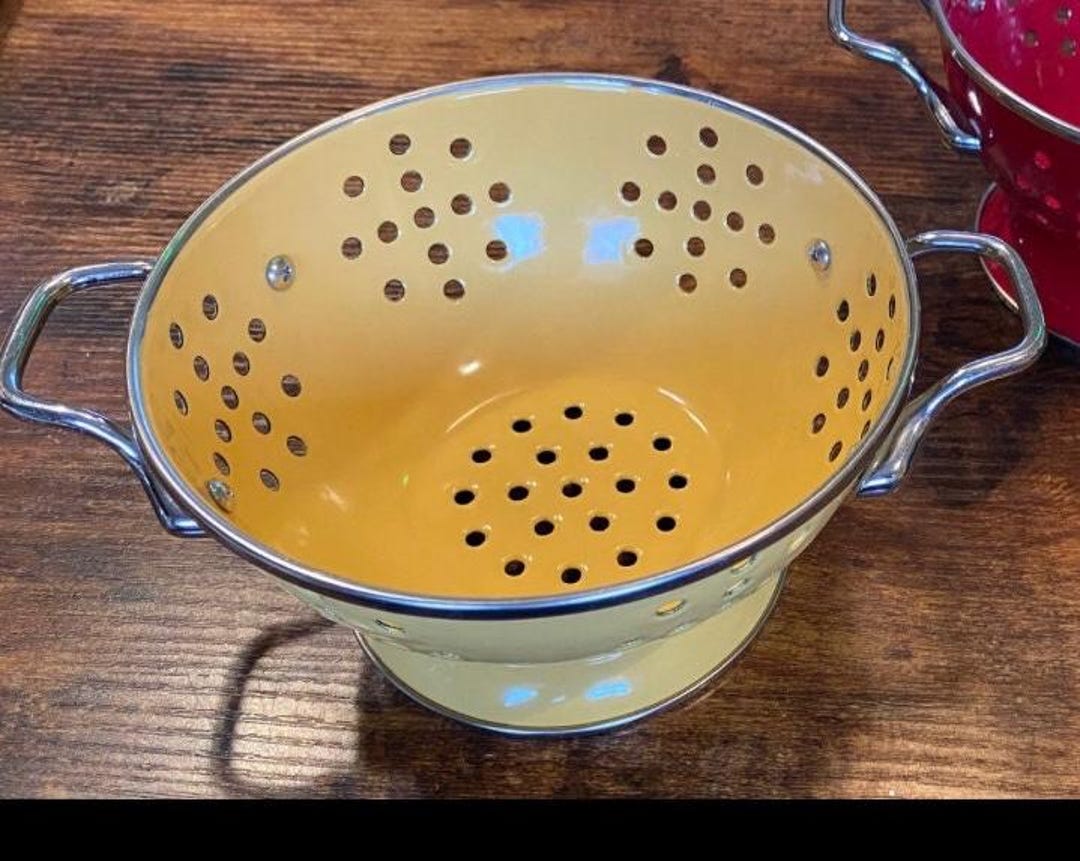 Retro Bright YELLOW Enamelware Mini Colander - Etsy