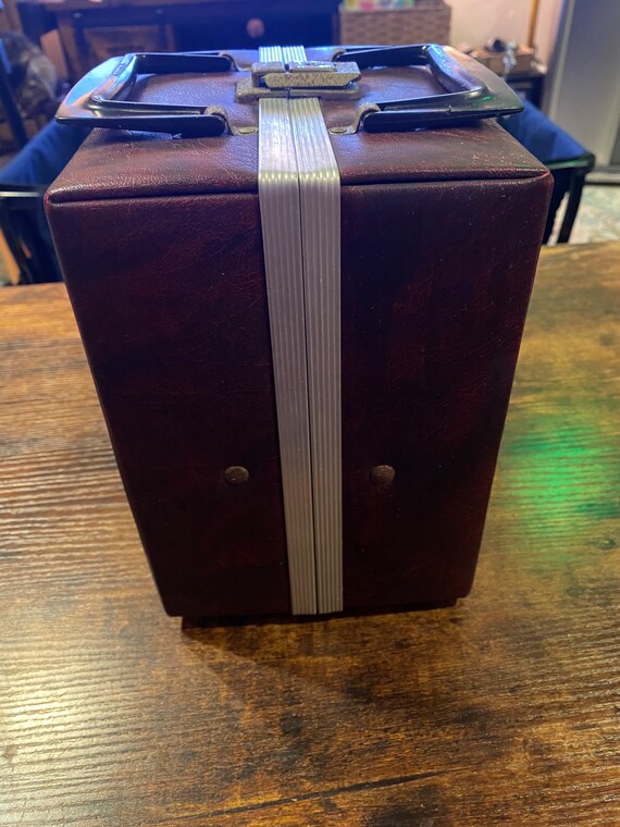 1970’s Burgundy Vinyl Travel Trunk - Gem