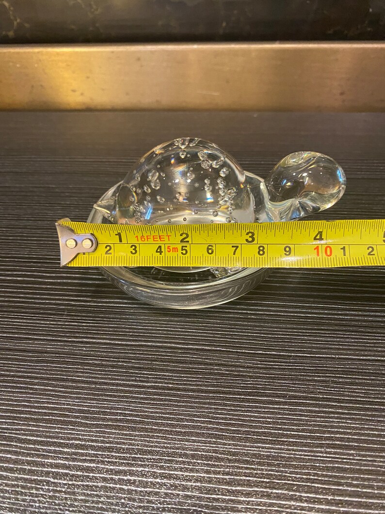 Vintage Clear Glass Turtle in Bowl Paperweight - Etsy