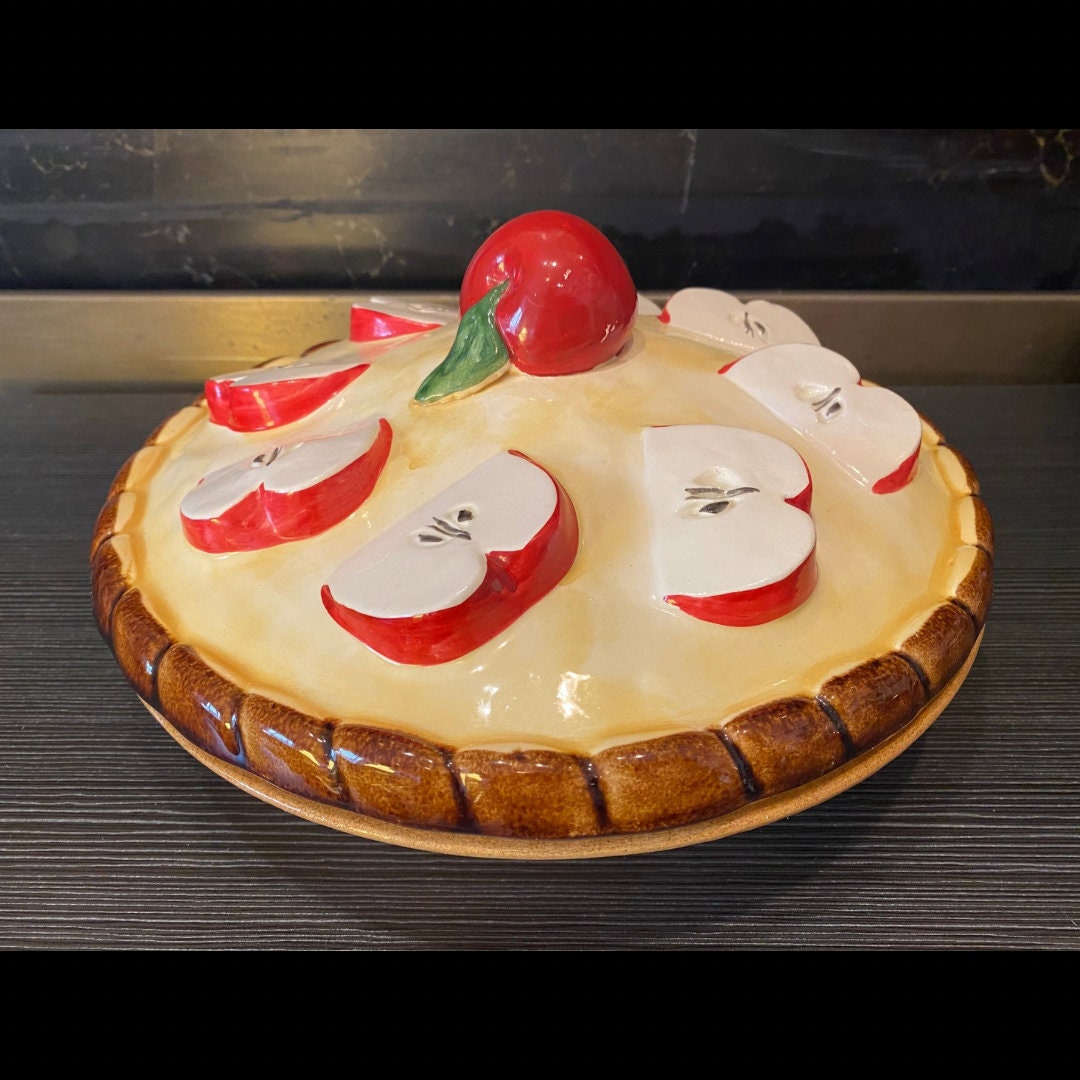 Vintage Over and Back Red Apple Ceramic Covered Pie Dish - Etsy