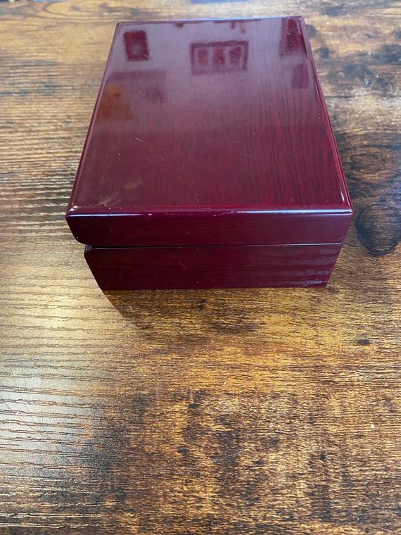 Vintage Cherry Wood Clamshell Travel Jewelry Box with… - Gem