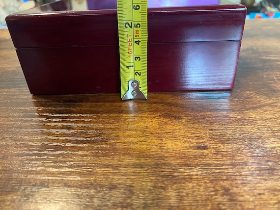 Vintage Cherry Wood Clamshell Travel Jewelry Box with… - Gem