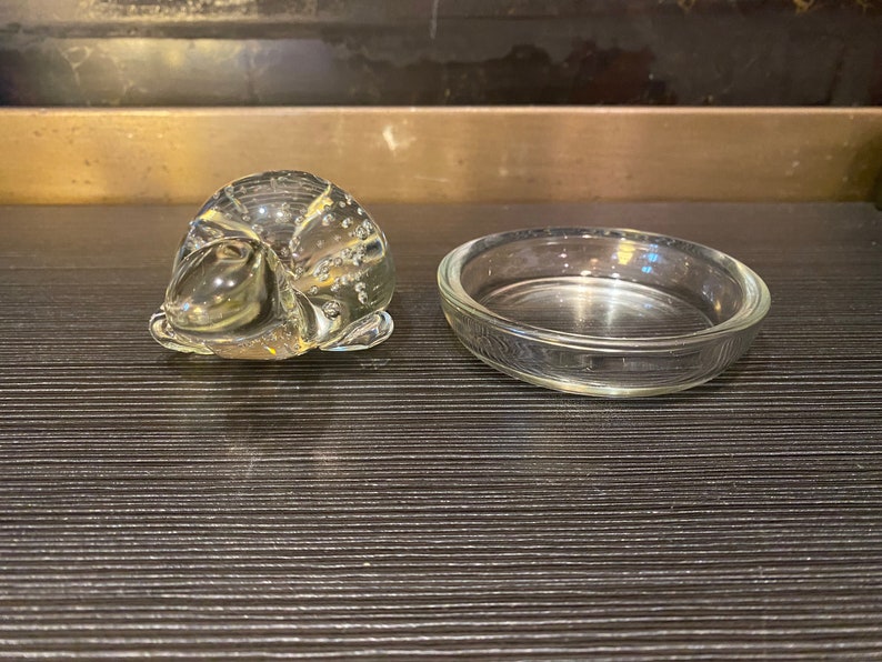 Vintage Clear Glass Turtle in Bowl Paperweight - Etsy