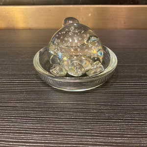 Vintage Clear Glass Turtle in Bowl Paperweight - Etsy