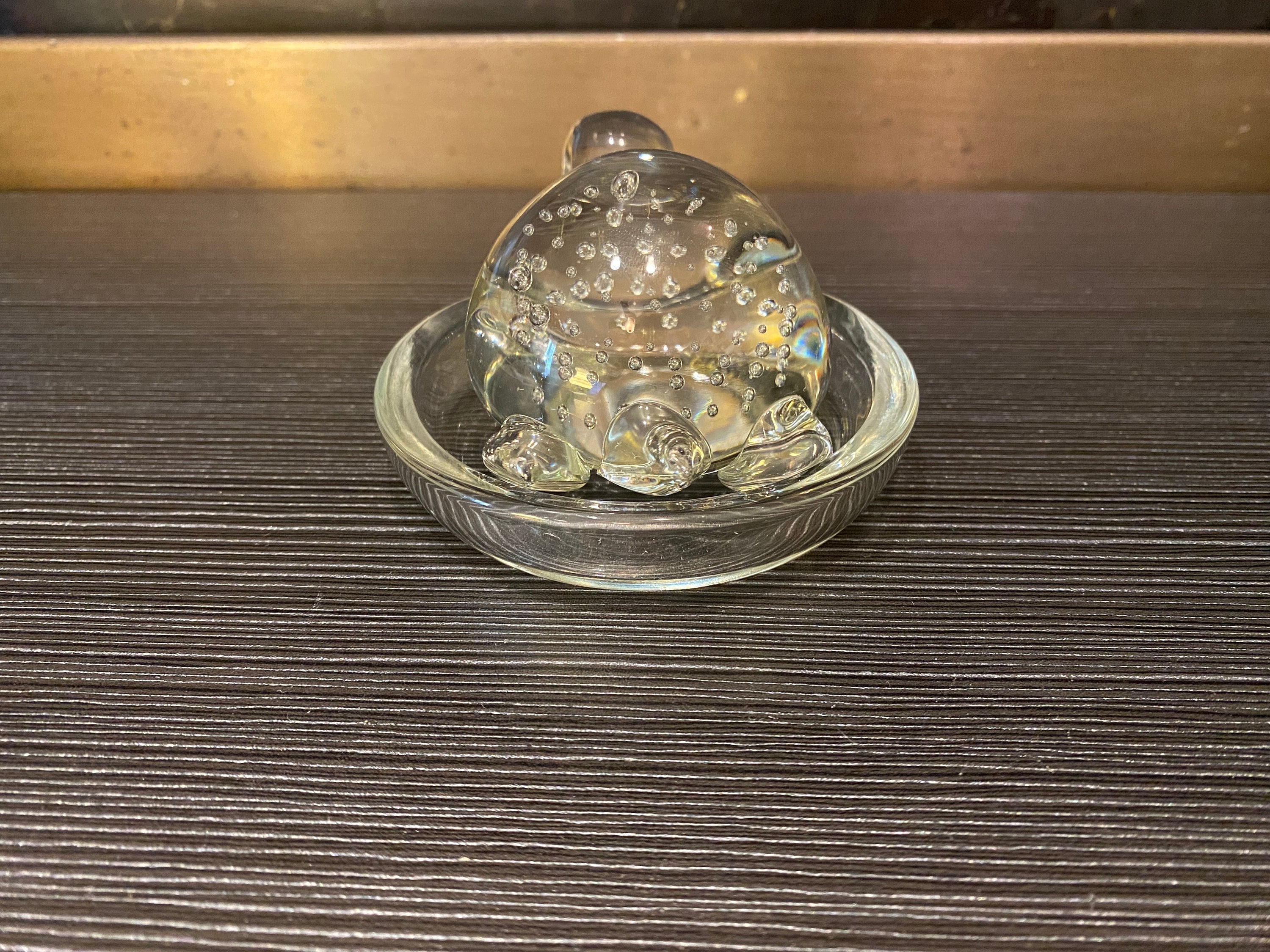 Vintage Clear Glass Turtle in Bowl Paperweight - Etsy