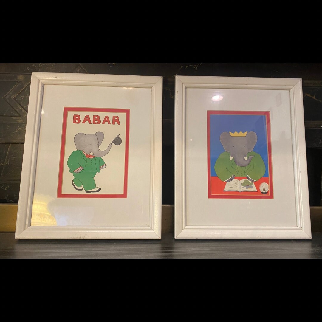 Two 1980s Babar the Elephant Framed Prints - Etsy