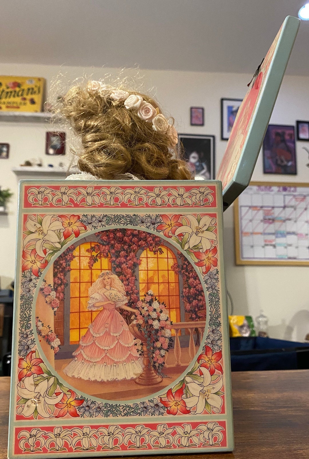 Rare Enesco Musical Jack in the Box Victorian Almanac summer in England ...