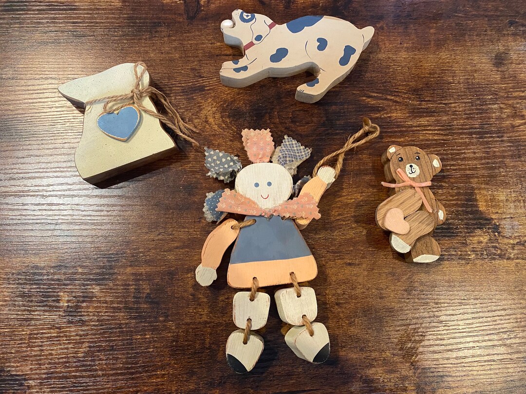 Vintage Handmade Wood Cutout Decor Bundle // Country Farmhouse Cute - Etsy