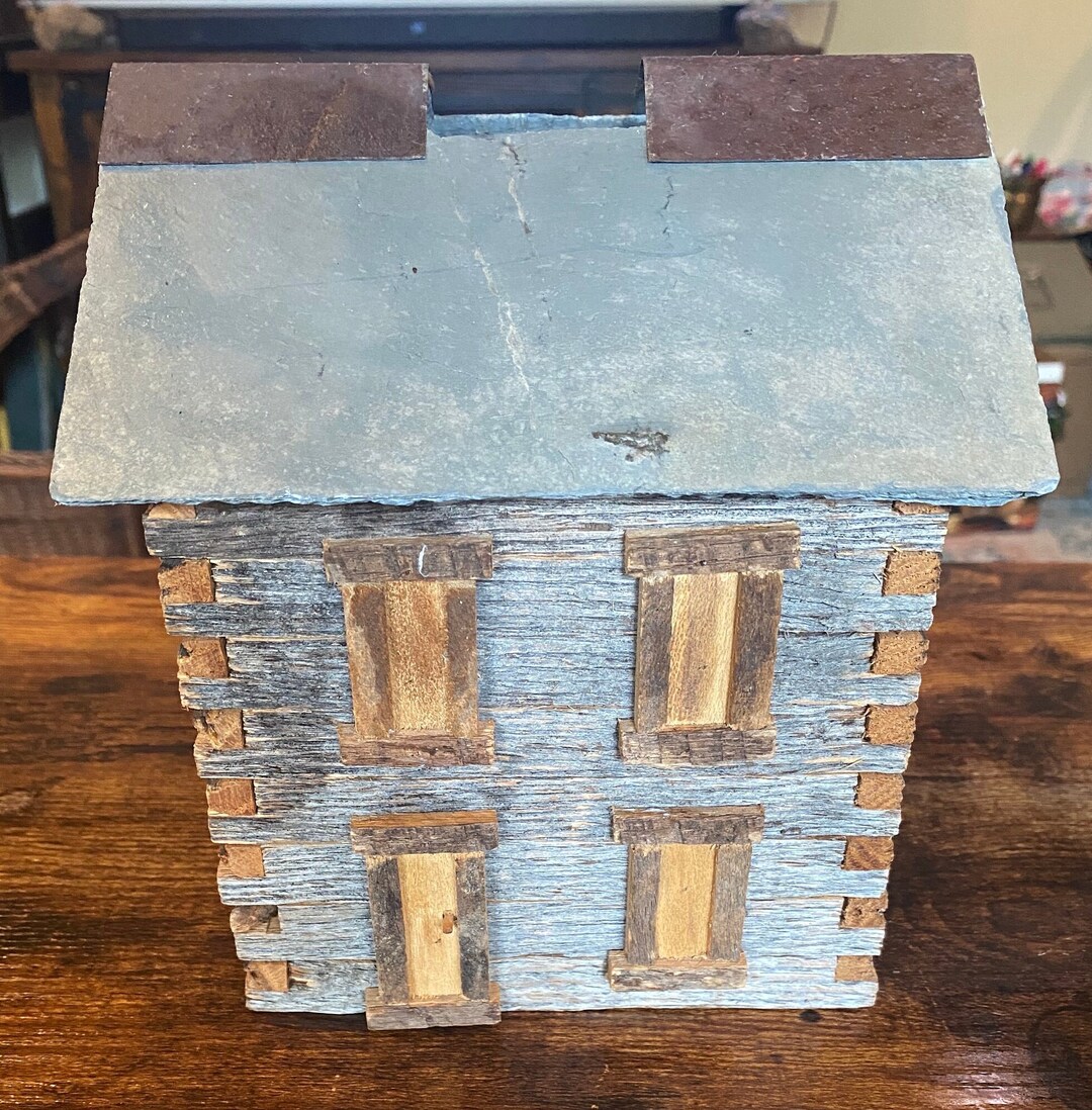 Handcrafted Wood & Galvanized Metal Log Cabin Birdhouse - Etsy