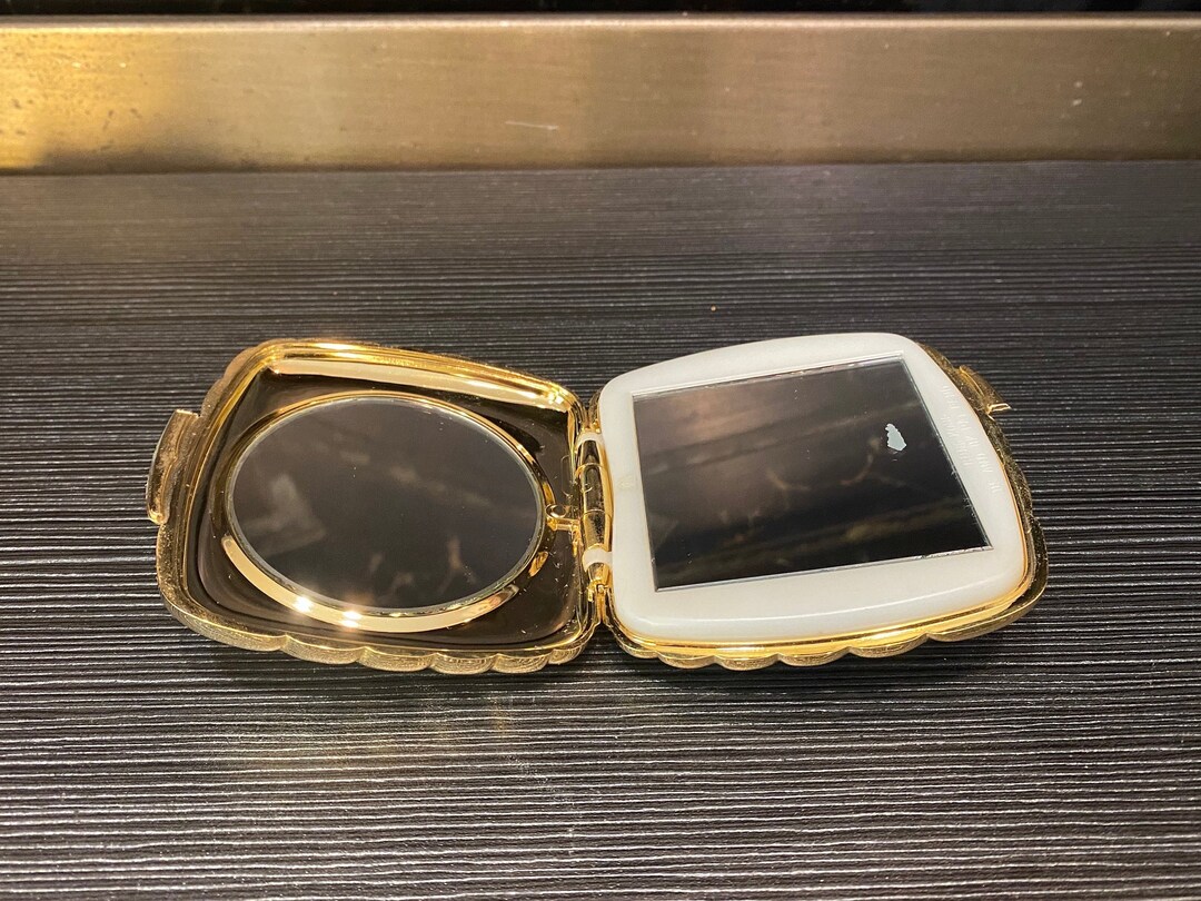 Vintage Gold Plastic Double Mirror Clamshell Compact - Etsy