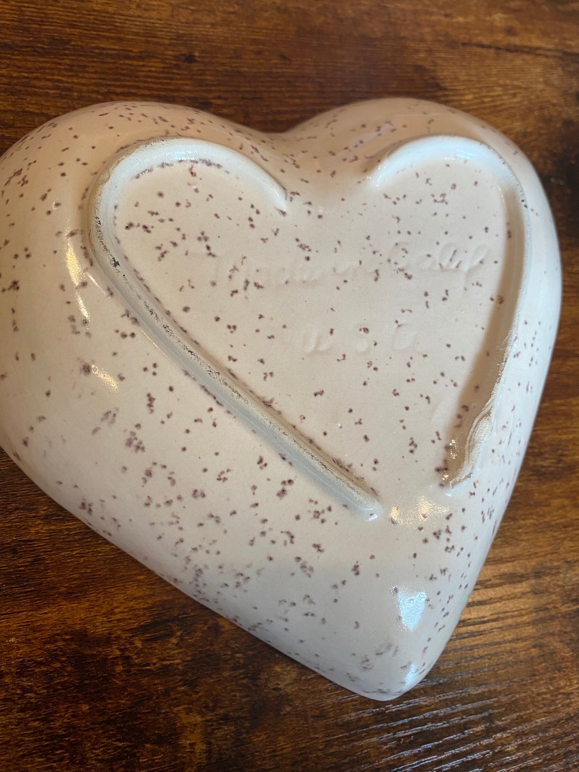 Vintage Quilted Heart-shaped Pottery Dish With White & Beige - Etsy