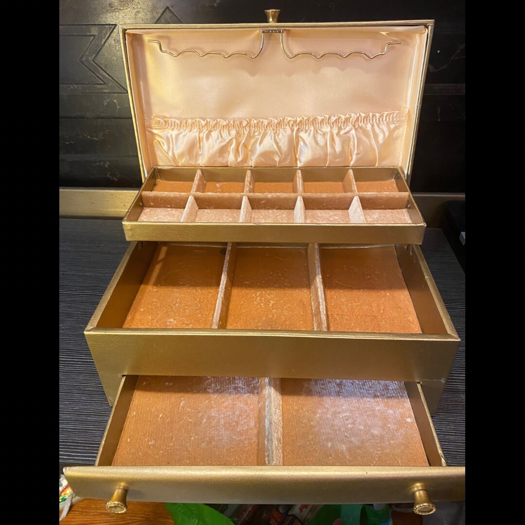 Vintage Metallic Gold Lady Buxton Jewelry Box - Etsy