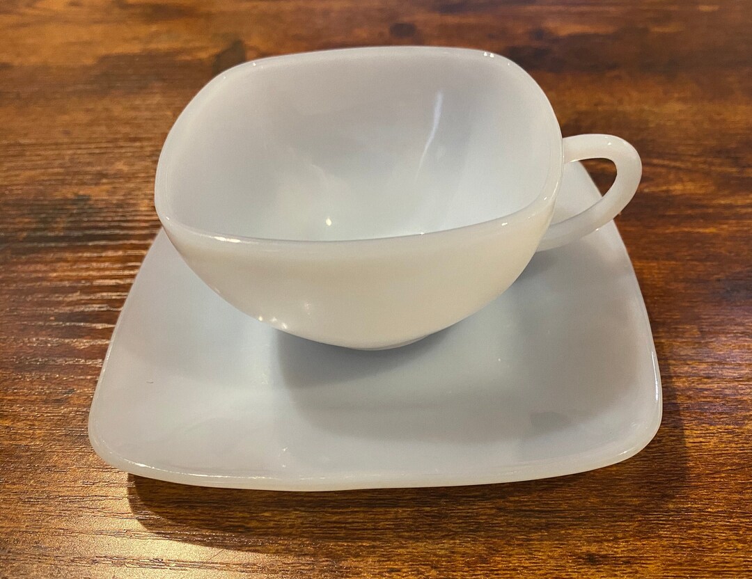 RARE Fire King Blue Azurite Charm Square Teacup & Saucer - Etsy