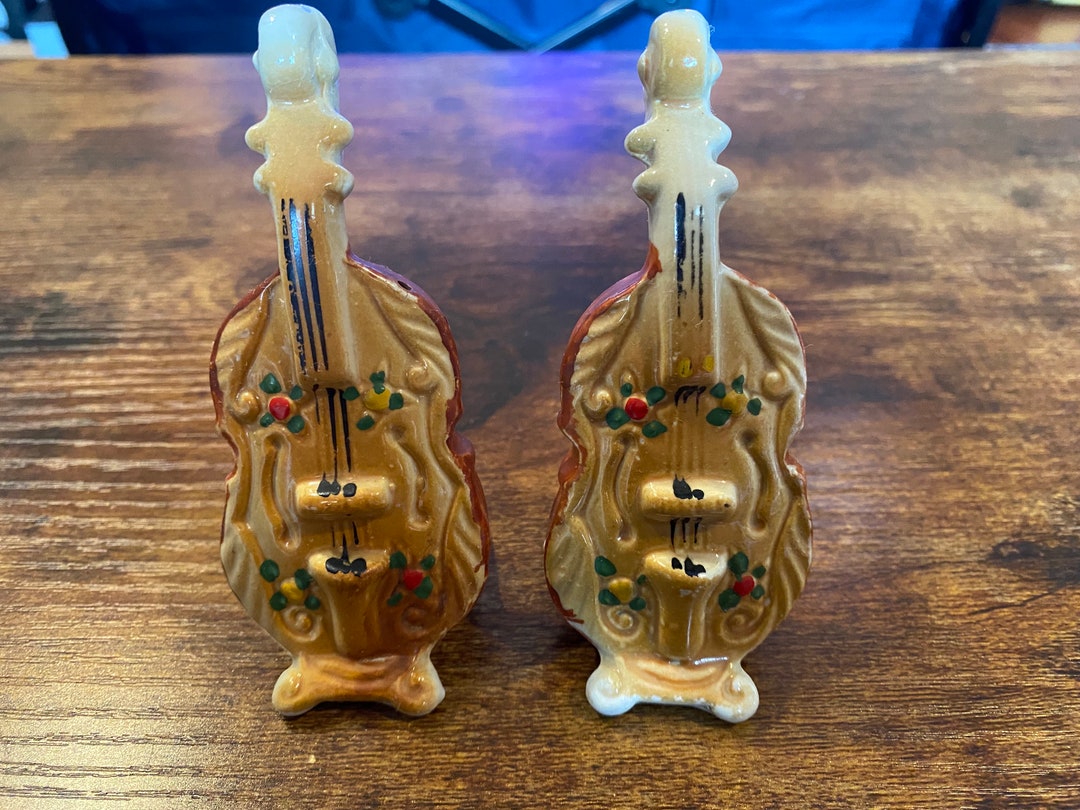 Vintage Ceramic Violin Salt & Pepper Shakers - Etsy