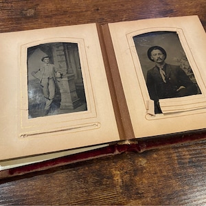 RARE 1800’s Victorian Tin Type Family Portraits in Antique Photo Album ...