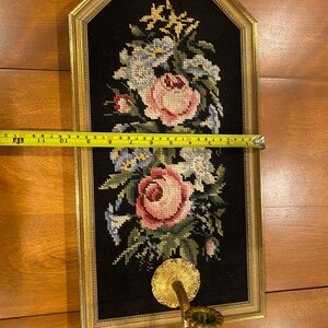 Beautiful Grandma Chic Needlepoint in Ornate Gold Frame With Candle ...