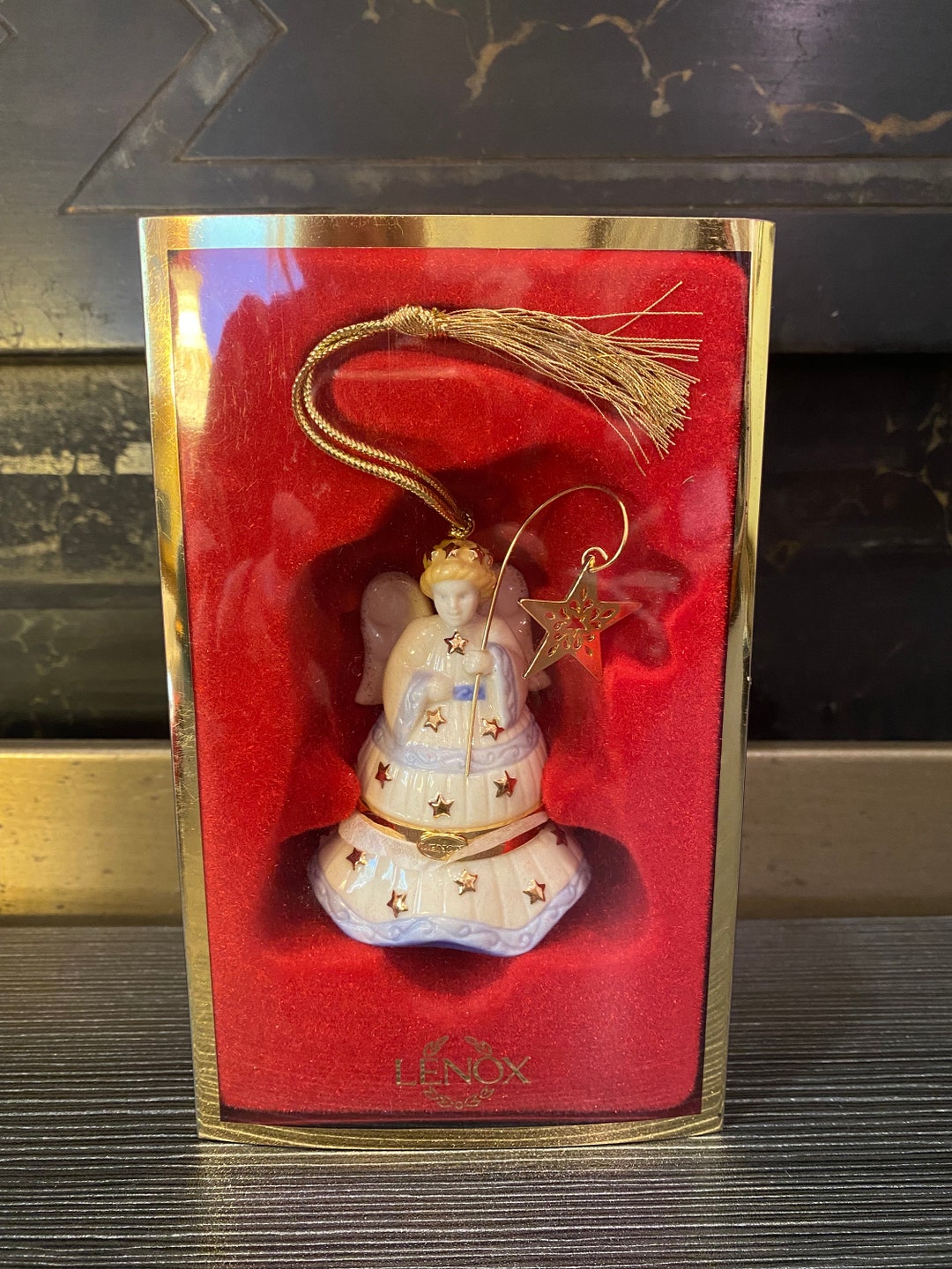 Lenox Angel Porcelain Hinged Ring Box Christmas Ornament in Original ...