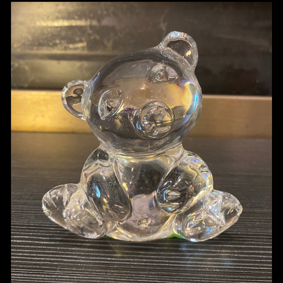Vintage German Leaded Crystal Teddy Bear Paperweight - Etsy