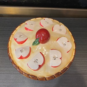 Vintage Over and Back Red Apple Ceramic Covered Pie Dish - Etsy