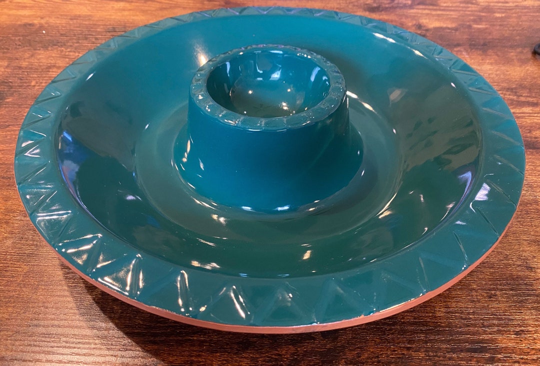 Vintage Green Glazed Terra Cotta Chip/dip Bowl - Etsy
