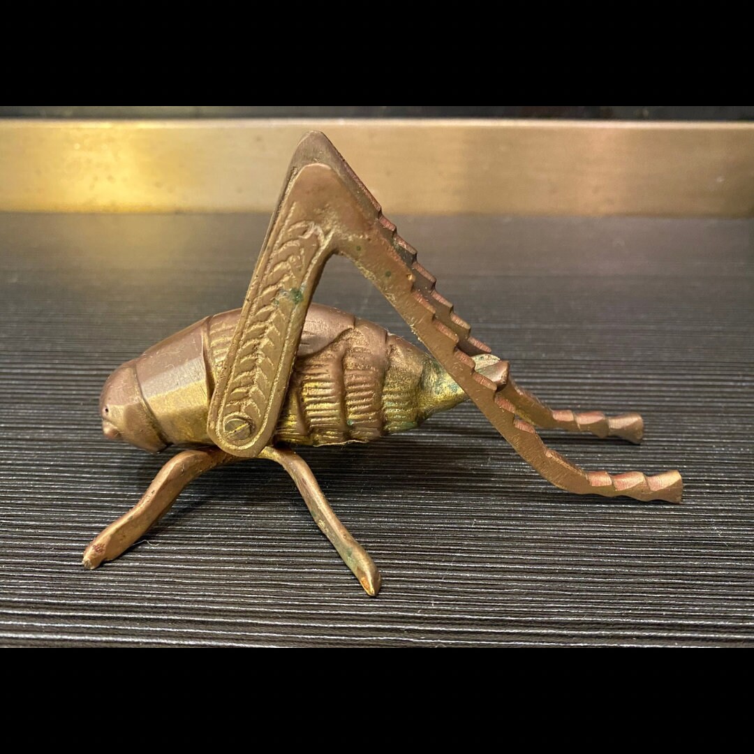 Mid-century Brass Grasshopper Figurine - Etsy