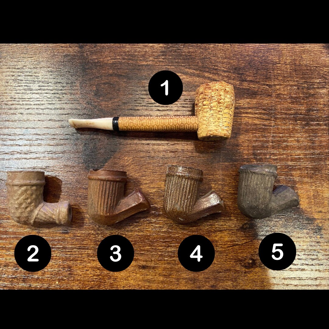 Antique Tobacco Pipe Bundle: 4 Early American Indian Clay Pipe ...