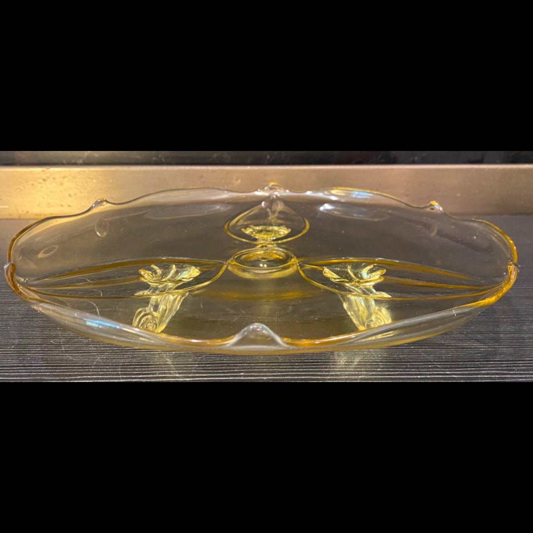 Antique 10” Yellow Depression Glass Cake Stand - Etsy UK