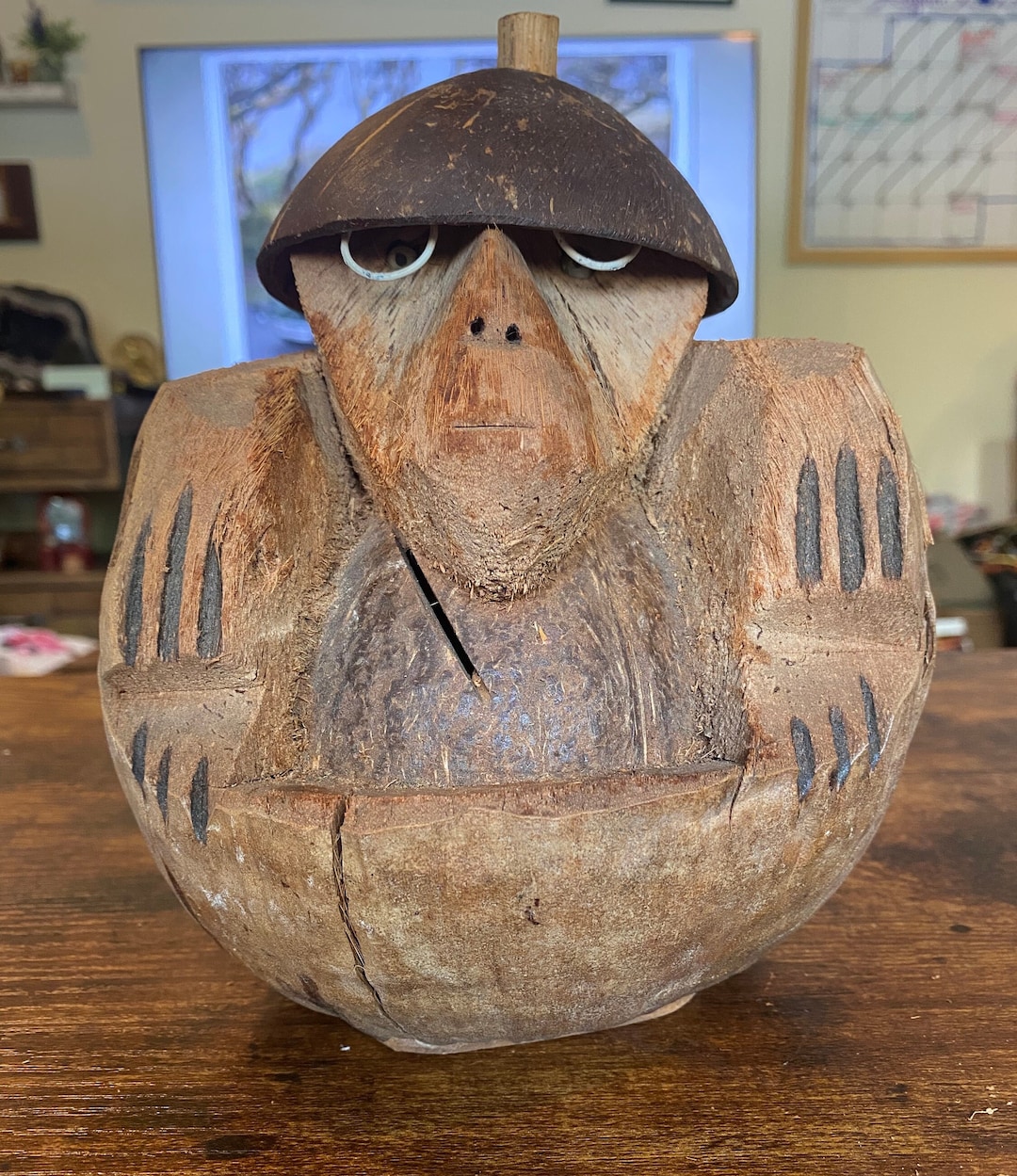 Hand-carved Coconut Monkey Coin Bank - Etsy