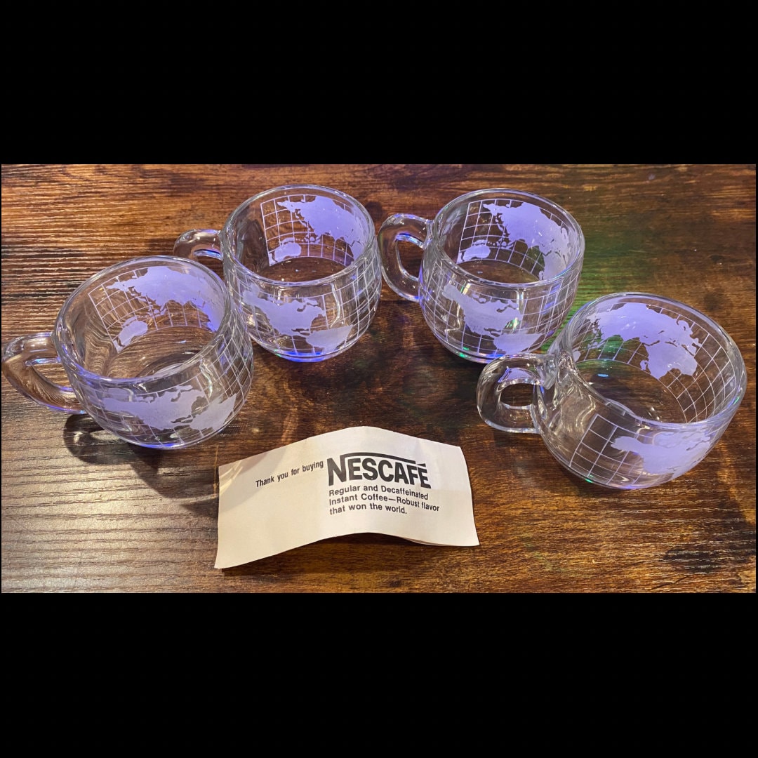 Vintage Nestle Nescafé Clear Glass Globe Mugs Set of 4 - Etsy