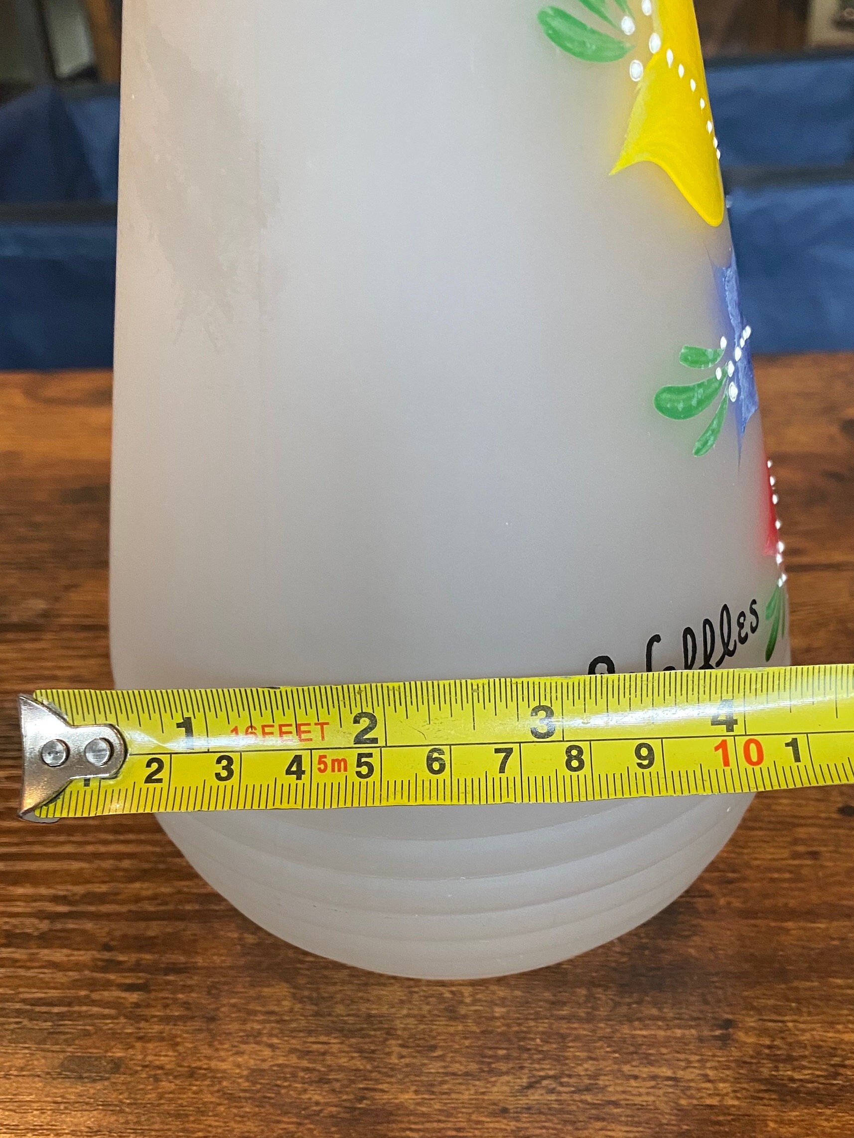 1960’s Hazel Atlas Floral Painted Frosted Glass Maple Syrup Pitcher - Etsy