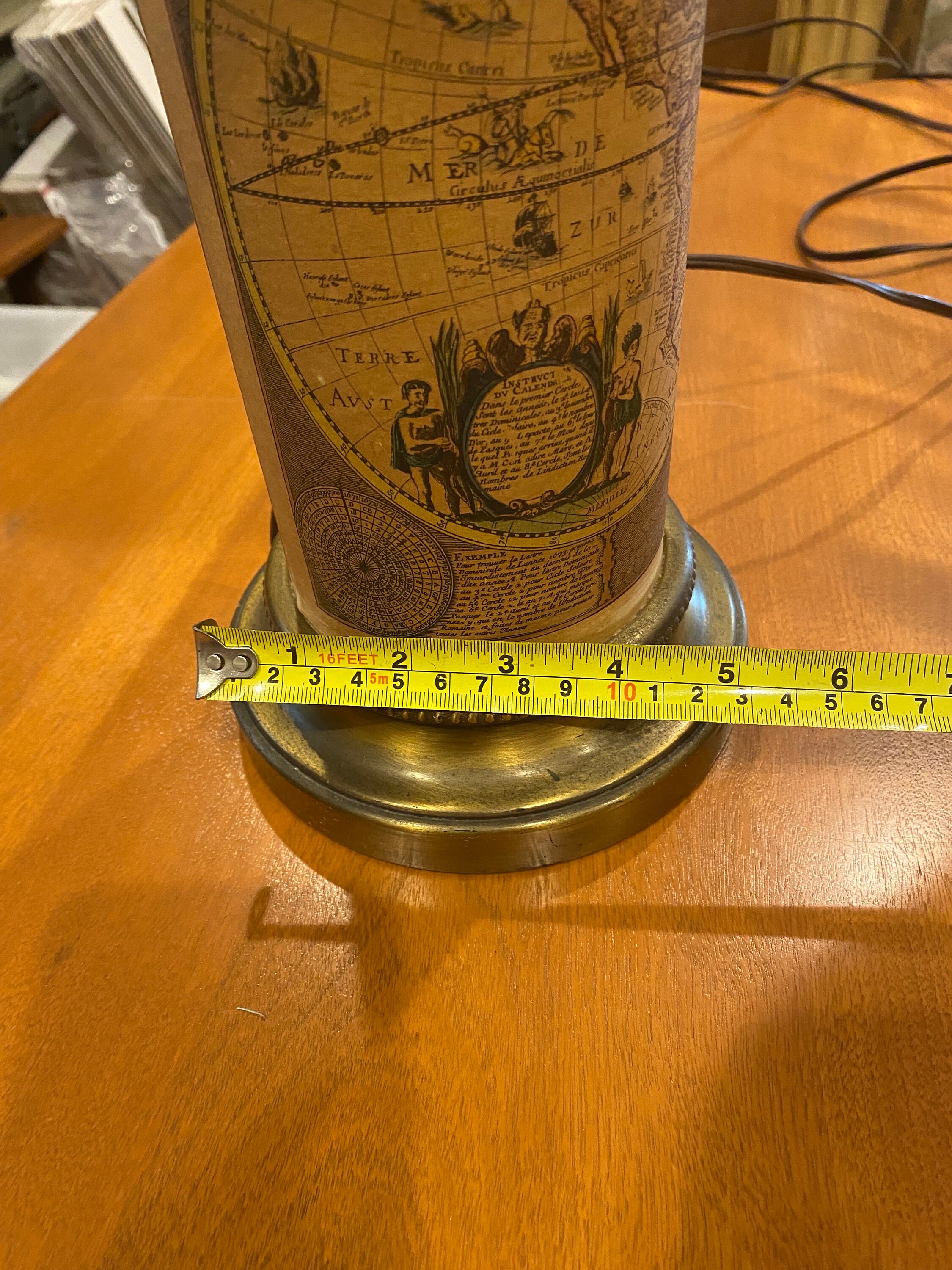 Pair of MCM Antique World Map Table Lamps W/ Beige Cylinder - Etsy