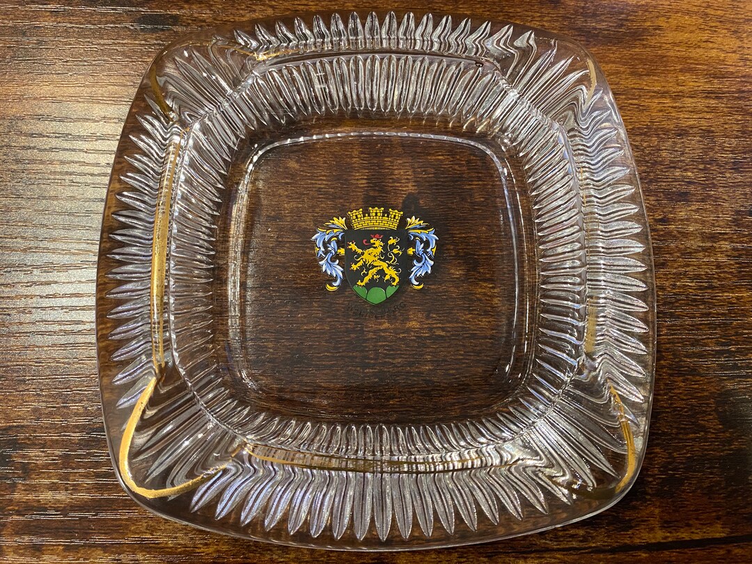 Pristine Vintage Cut Glass Souvenir Ashtray With Heidelberg Crest in ...