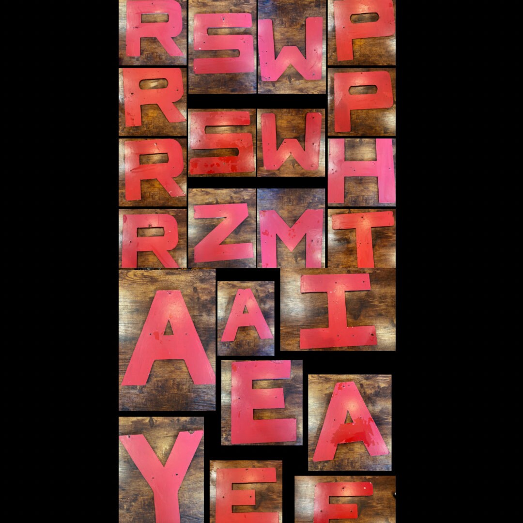 12” Vintage Red Wood Composite Letters - Etsy