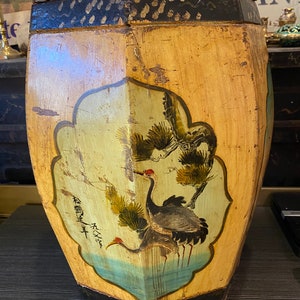 RARE Antique Handpainted Chinese Wooden Rice Barrel - Etsy