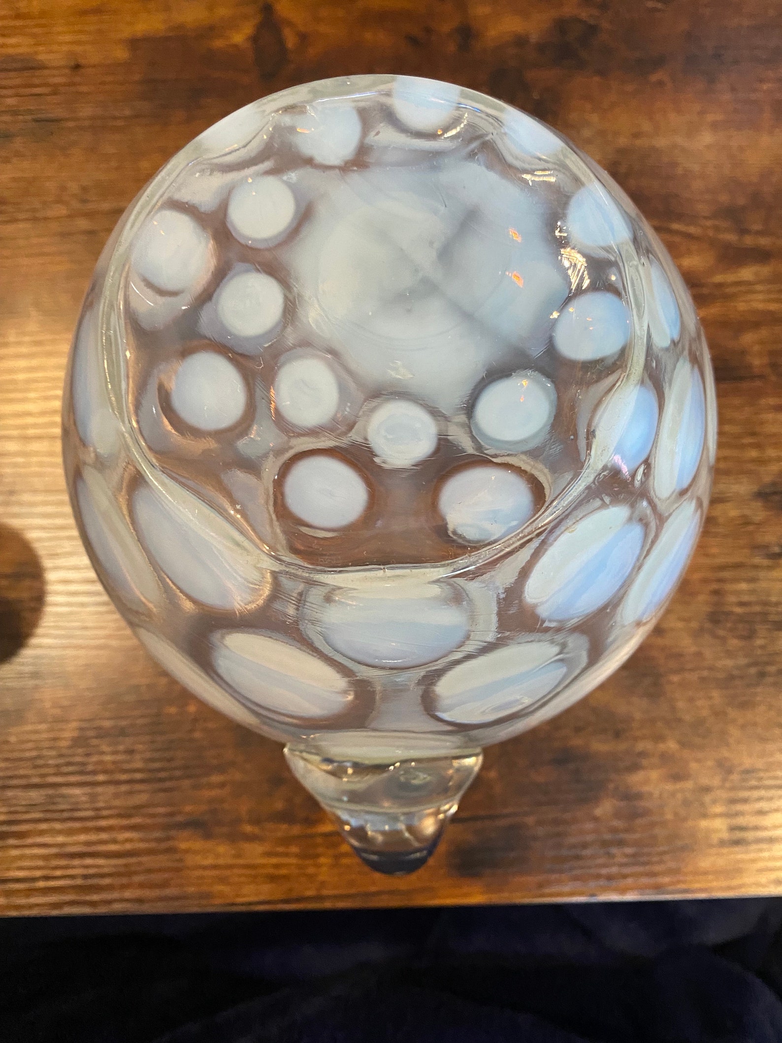 Vintage Fenton Opalescent Coin Dot Art Glass Pitcher With Crimped Rim ...