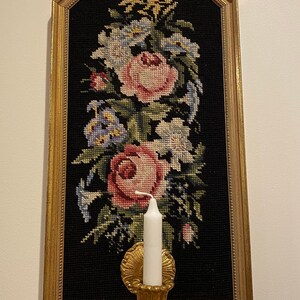 Beautiful Grandma Chic Needlepoint in Ornate Gold Frame With - Etsy