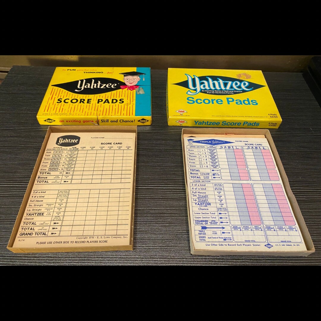 2 Vintage Yahtzee Score Sheet Pads in Original Boxes - Etsy