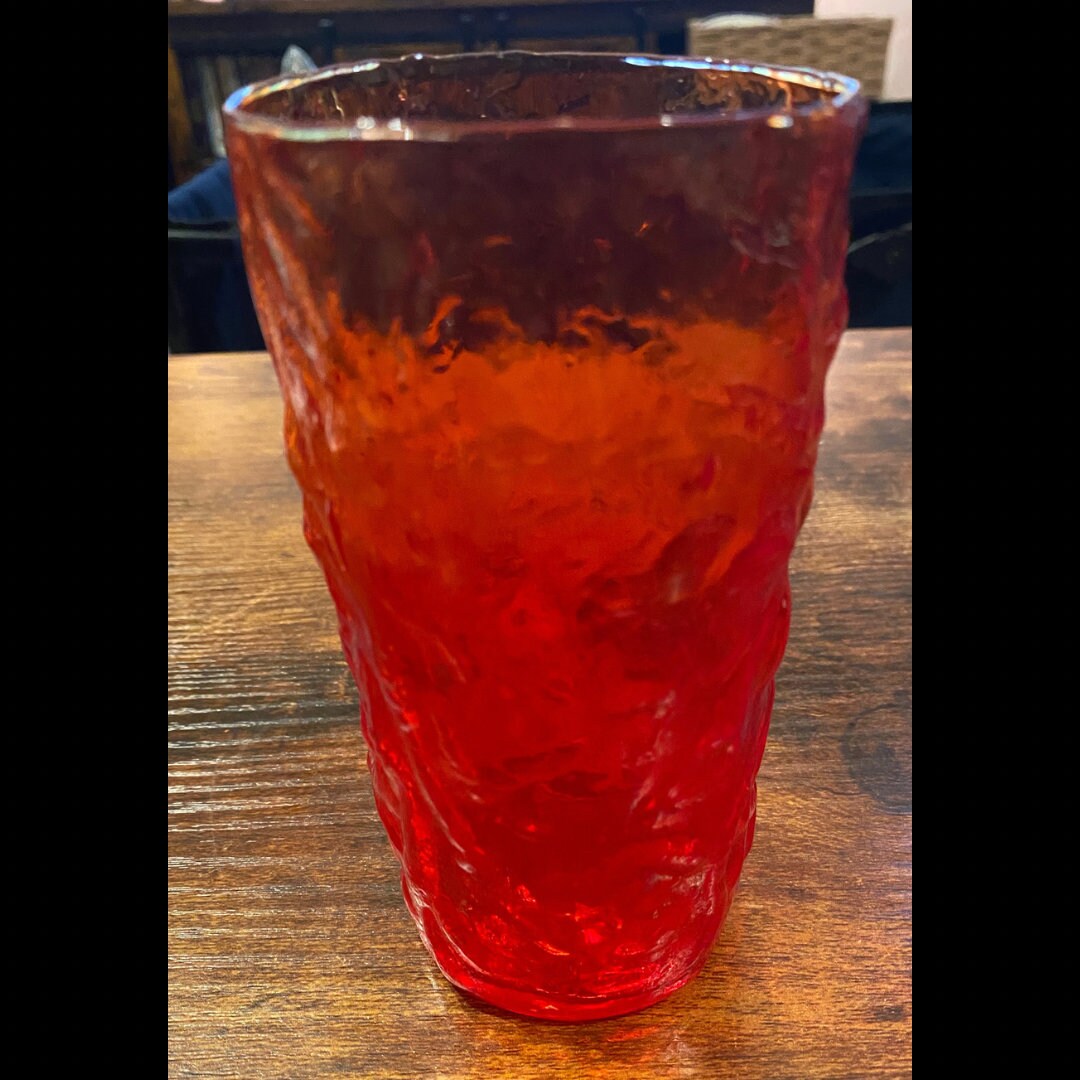 Vintage Red Hand-blown Crinkle Glass Tumbler - Etsy