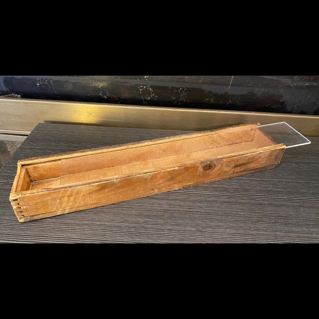 Vintage Rustic Wooden Box With Sliding Clear Plastic Lid - Etsy