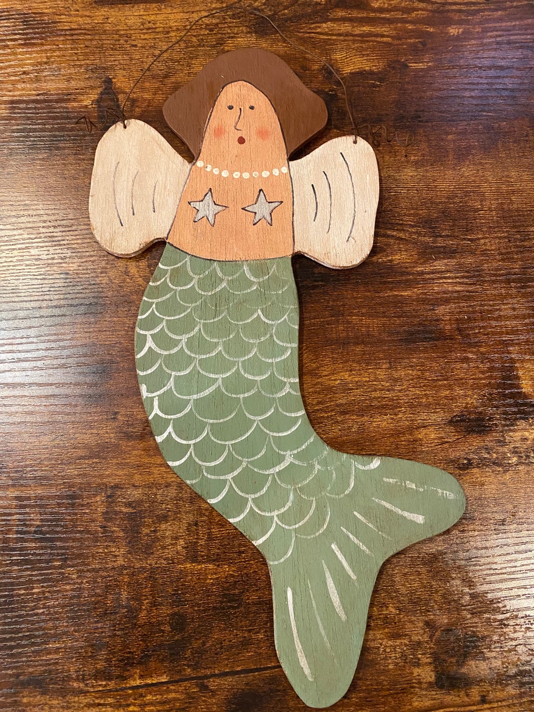 Vintage Hand Painted Wooden Mermaid Country Craft Wall Decor - Etsy