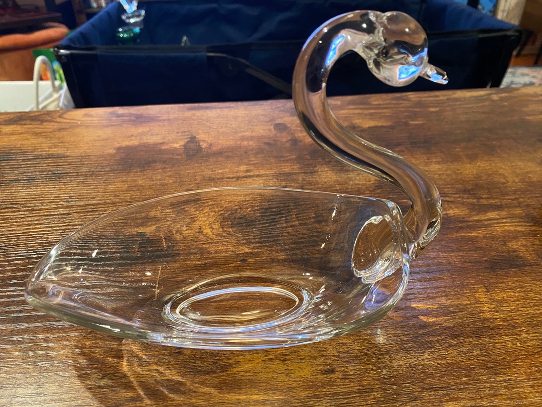 Vintage Duncan Miller Blown Glass Swan Dish - Etsy