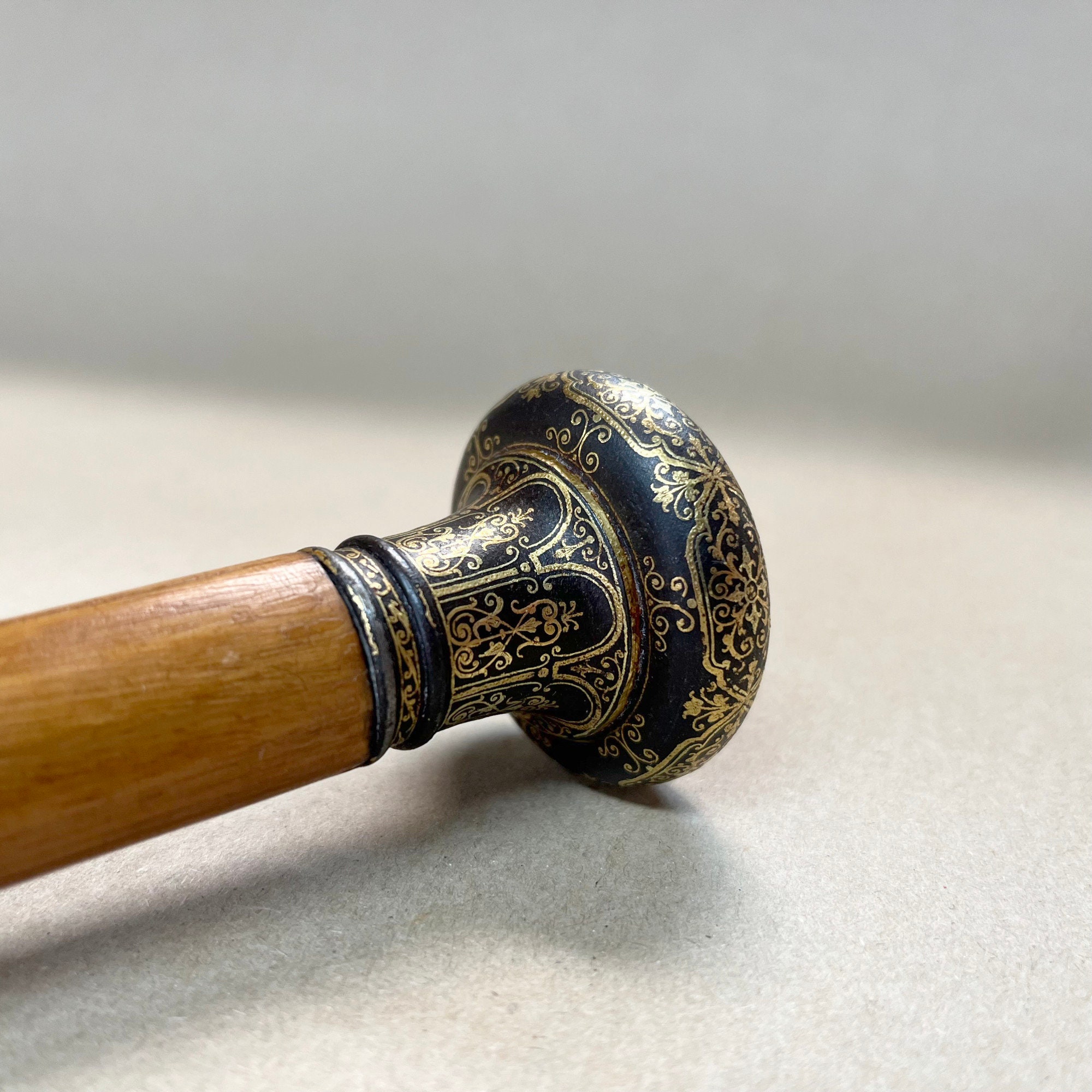 19thc Damascene Walking Cane, Steel Inlaid Gold, - Etsy