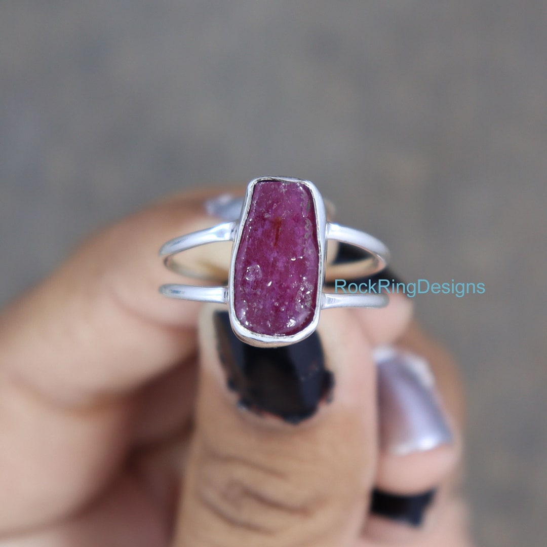 Raw Ruby Ring, Natural Rough Ruby Ring, 925 Sterling Silver Ring, Uncut ...