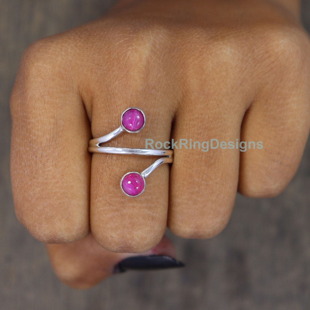 Pink Botswana Agate Ring, Pink Agate Ring, Sterling Silver Ring, Rings ...