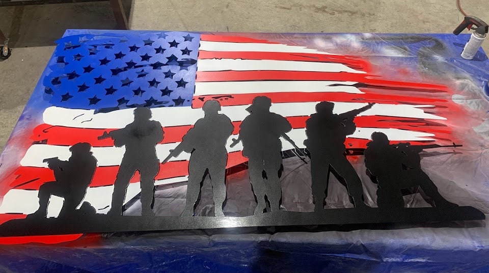 Tattered US Flag With Soldiers Digital Download Instant Download Svg ...