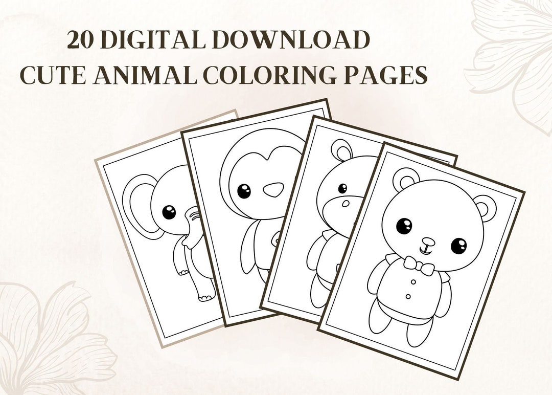 20 Digital Download Animal Coloring Pages - Etsy