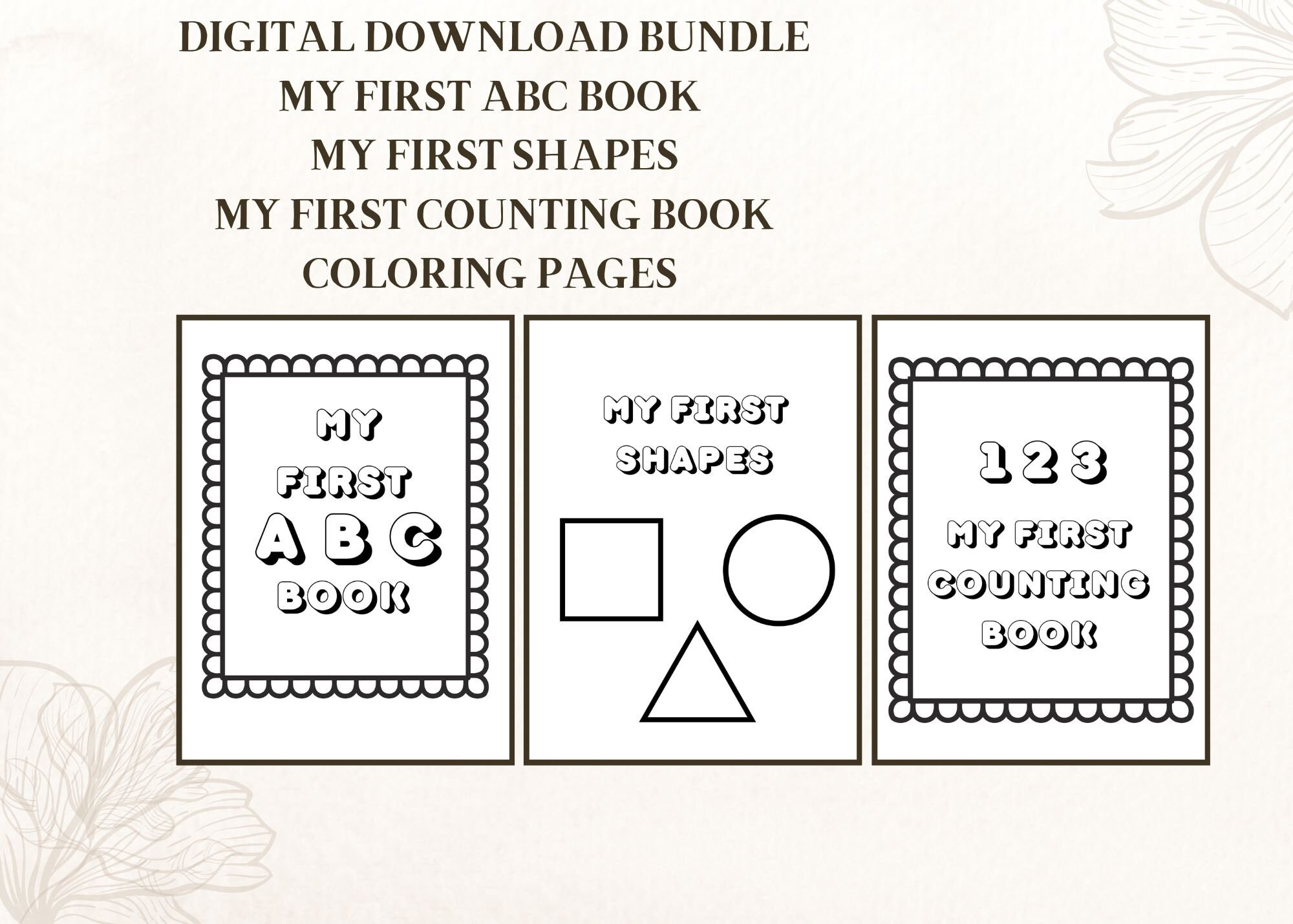 3 Pack Bundle Digital Download Coloring Pages ( ABC, 123, Shapes) - Etsy