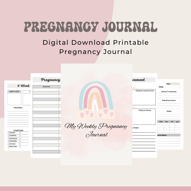 Rainbow Printable Pregnancy Planner Pregnancy Journal, Baby Memory Book ...
