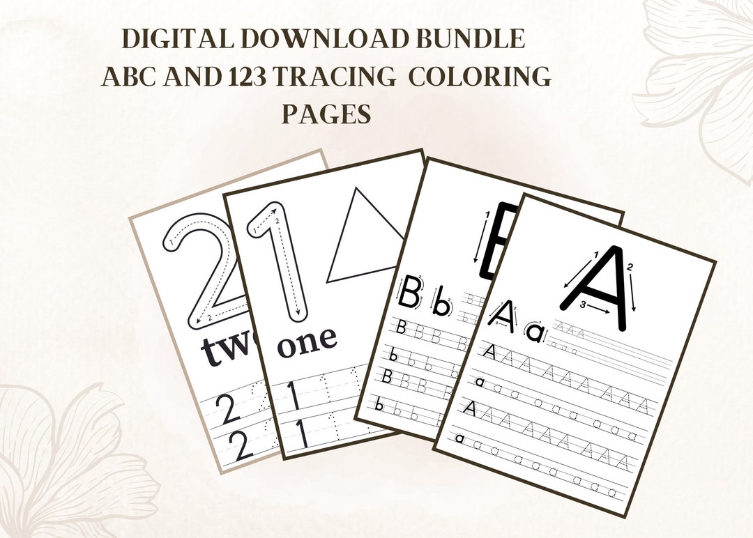 Digital Download Bundle Alphabet and Number Tracing Coloring Pages - Etsy